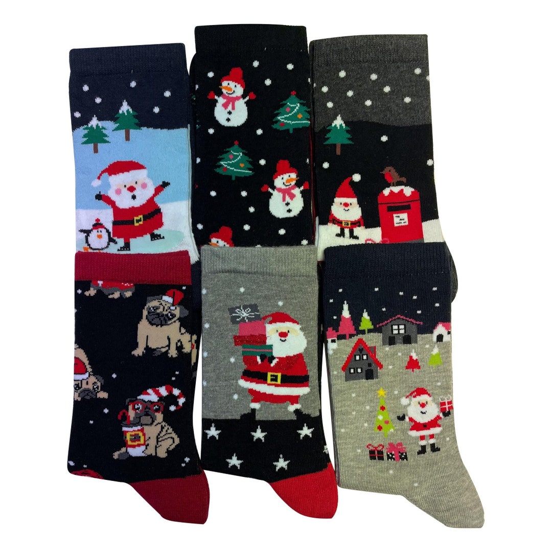 Funny Christmas Socks, Cute Rudolph Socks, Cute Santa Socks, Santa ...