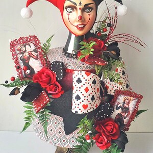 Jester-themed Centerpiece With Playing Cards & Roses Unique Harlequin ...