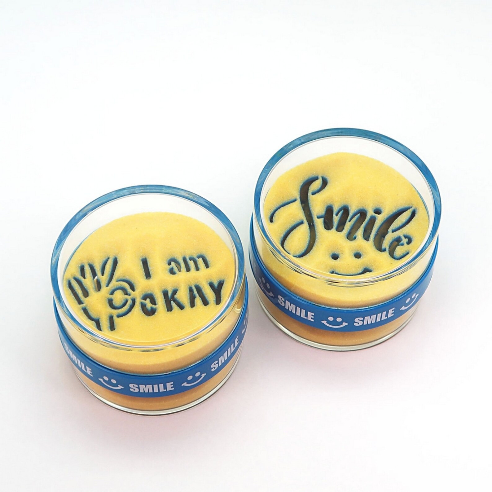 Smile/i Am Okay Sand Messages, Round Sand Paper Weight, Flip Over to ...