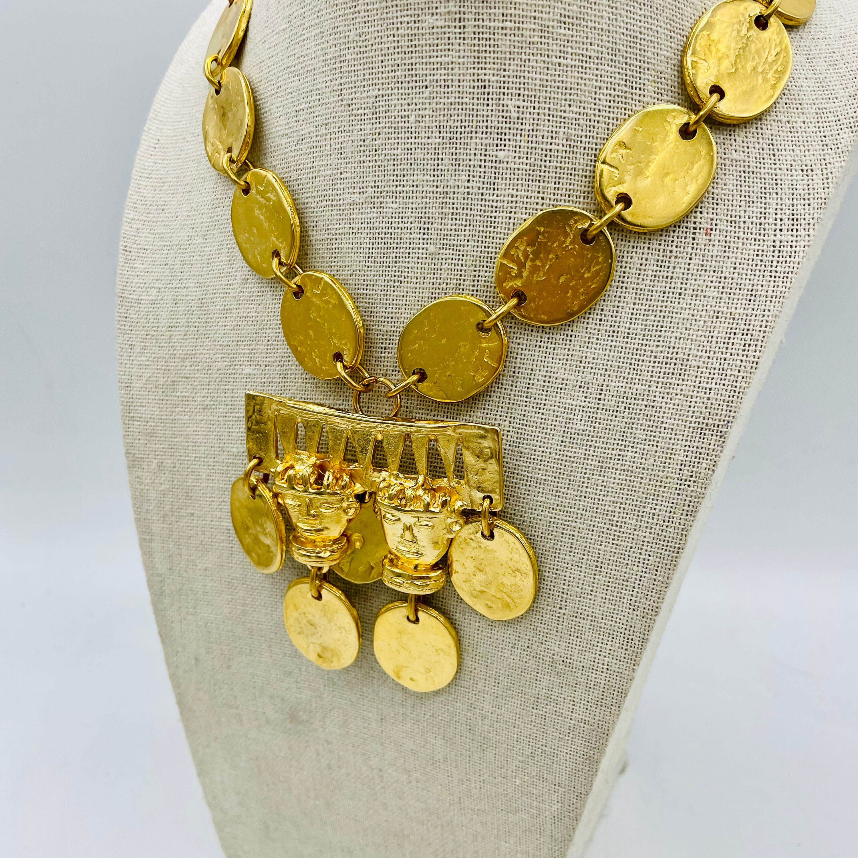 Rita Frascione Aztec Pendant Gold Coin Necklace Florence Italy | Etsy