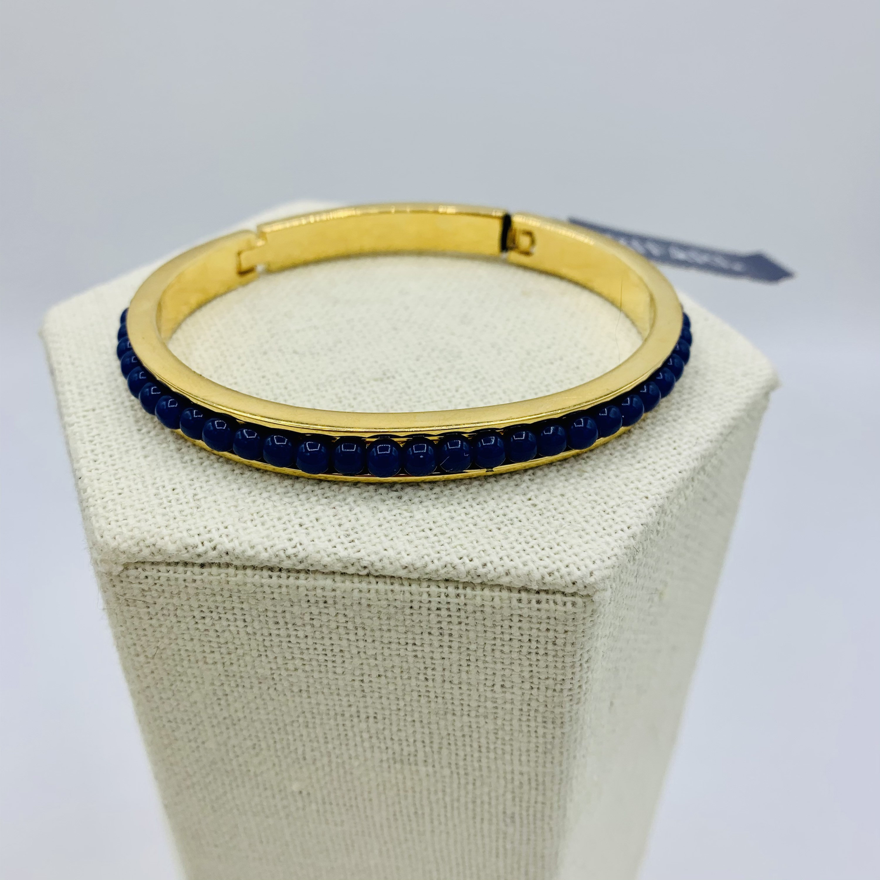 Trifari Bangle Bracelet Blue Beads Gold Tone Vintage Signed | Etsy