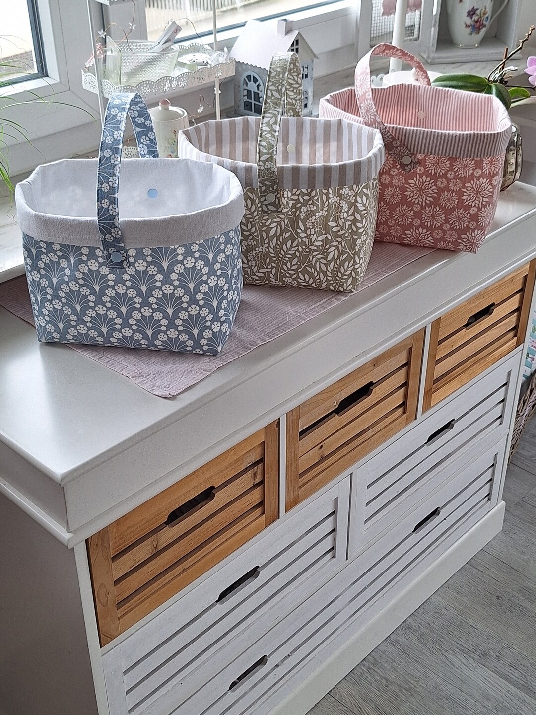 Wool Basket Handicraft Basket Sewn Storage Wool Project Bag to Carry ...