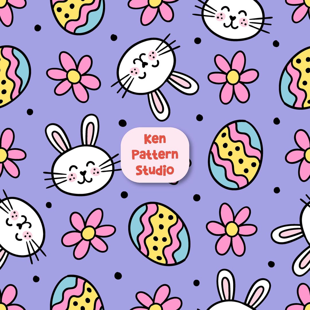 Easter Bunny Seamless Repeat Pattern Easter Egss Seamless Design - Etsy