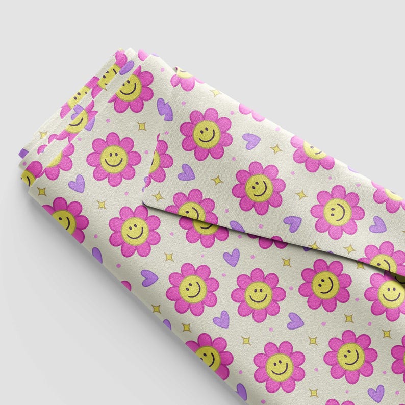 Happy Daisy Seamless Pattern Groovy Floral Digital Pattern Flower Smile ...