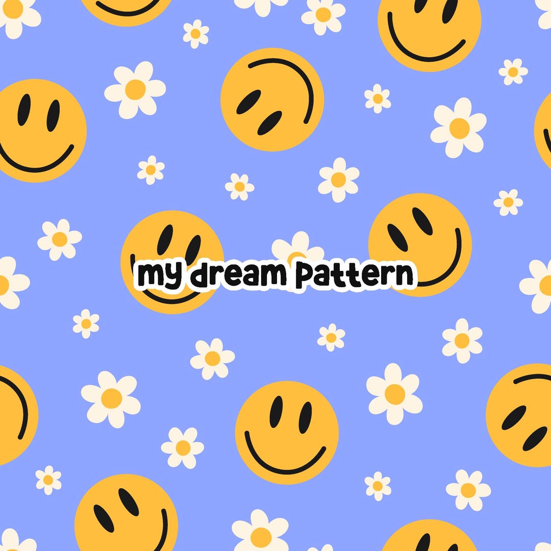 Smile Daisy Seamless Pattern Daisy Smile Repeat Pattern Happy Face ...