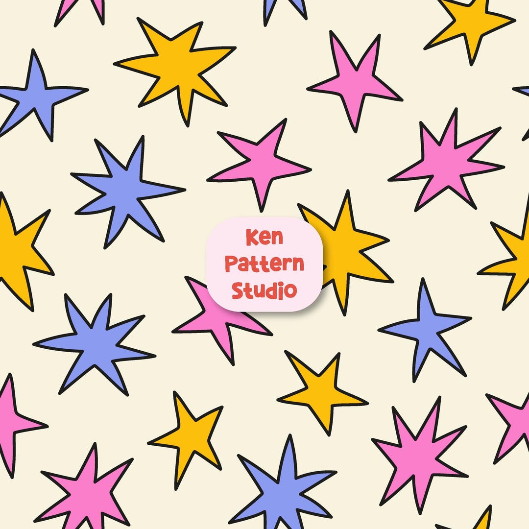 Retro Stars Seamless Pattern Stars Digital Pattern Retro Digital Paper ...