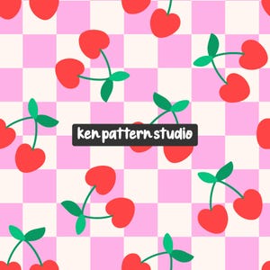 Cherry Checkered Seamless Pattern – Cherry Digital Paper. - Etsy