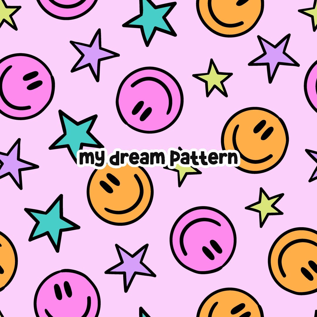 Retro Happy Face Seamless Pattern Groovy Smile Seamless Design Retro ...