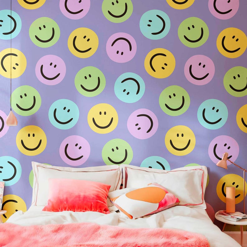 Pastel Smiley Face Seamless Pattern – Happy Faces Digital Paper - Etsy