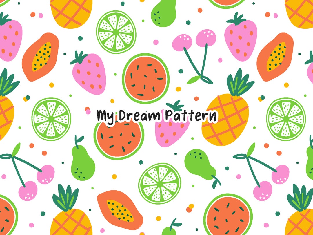 Summer Fruits Seamless Pattern Fruits Digital Patter Food Summer ...
