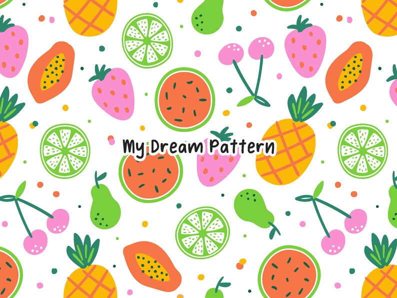 Summer Fruits Seamless Pattern Fruits Digital Patter Food Summer ...