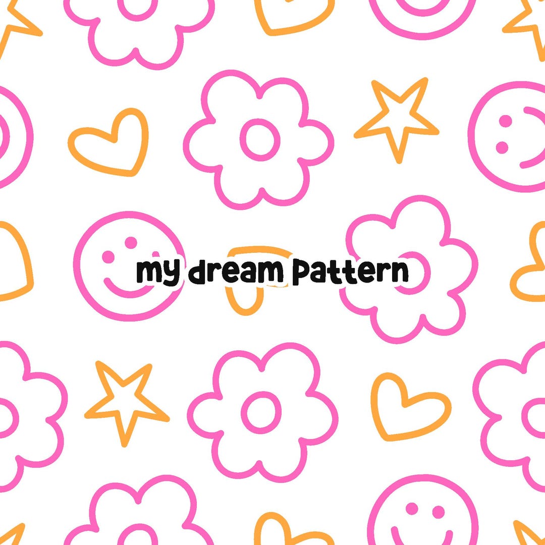 Daisy Smile Seamless Pattern Retro Doodle Seamless File Happy Face ...