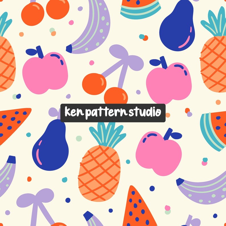 Colorful Fruits Seamless Pattern, Summer Digital Paper (digital ...