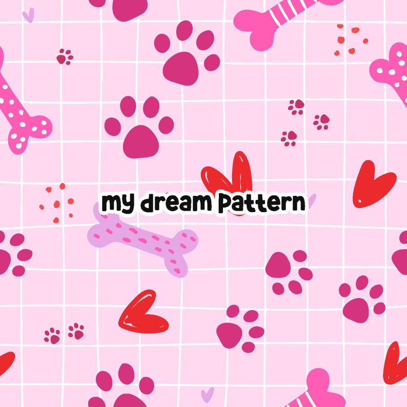 Pink Paw Seamless Pattern Paw Seamless Pattern Paw Digital Pattern Paw ...