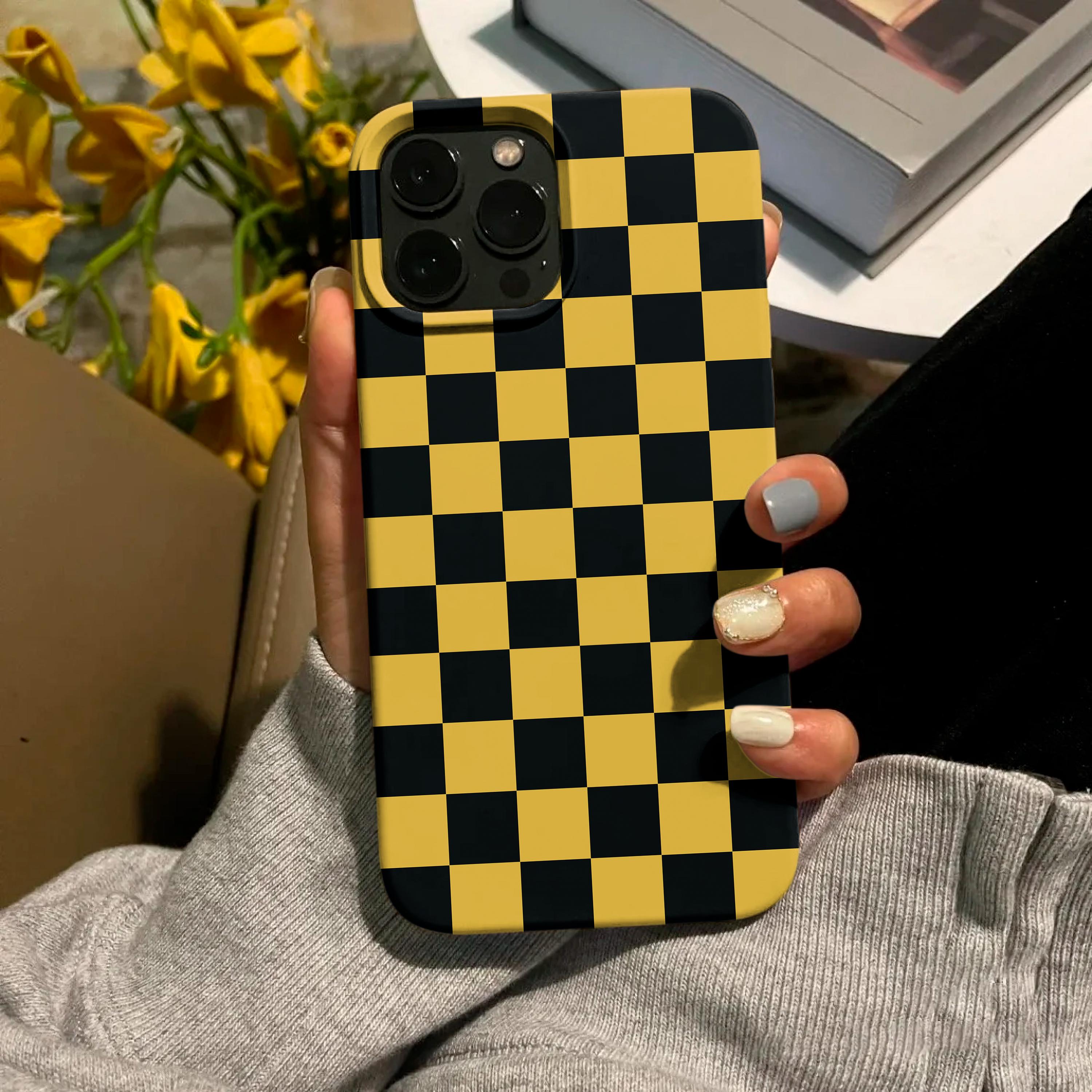 Yellow Black Checkered Seamless Pattern Yellow Chessboard Seamless ...