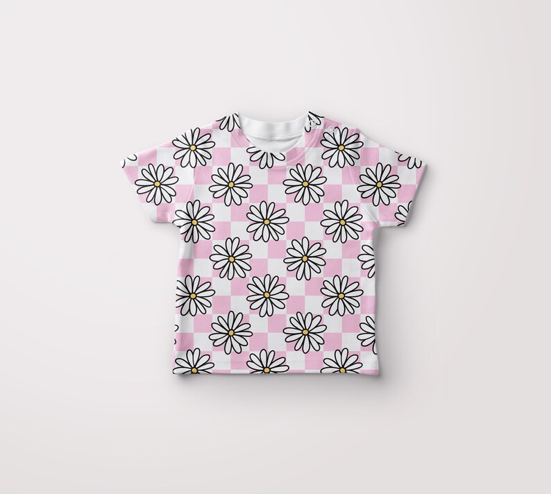 Pink Checkered Daisy Seamless Pattern Checkered Daisies Seamless Design ...