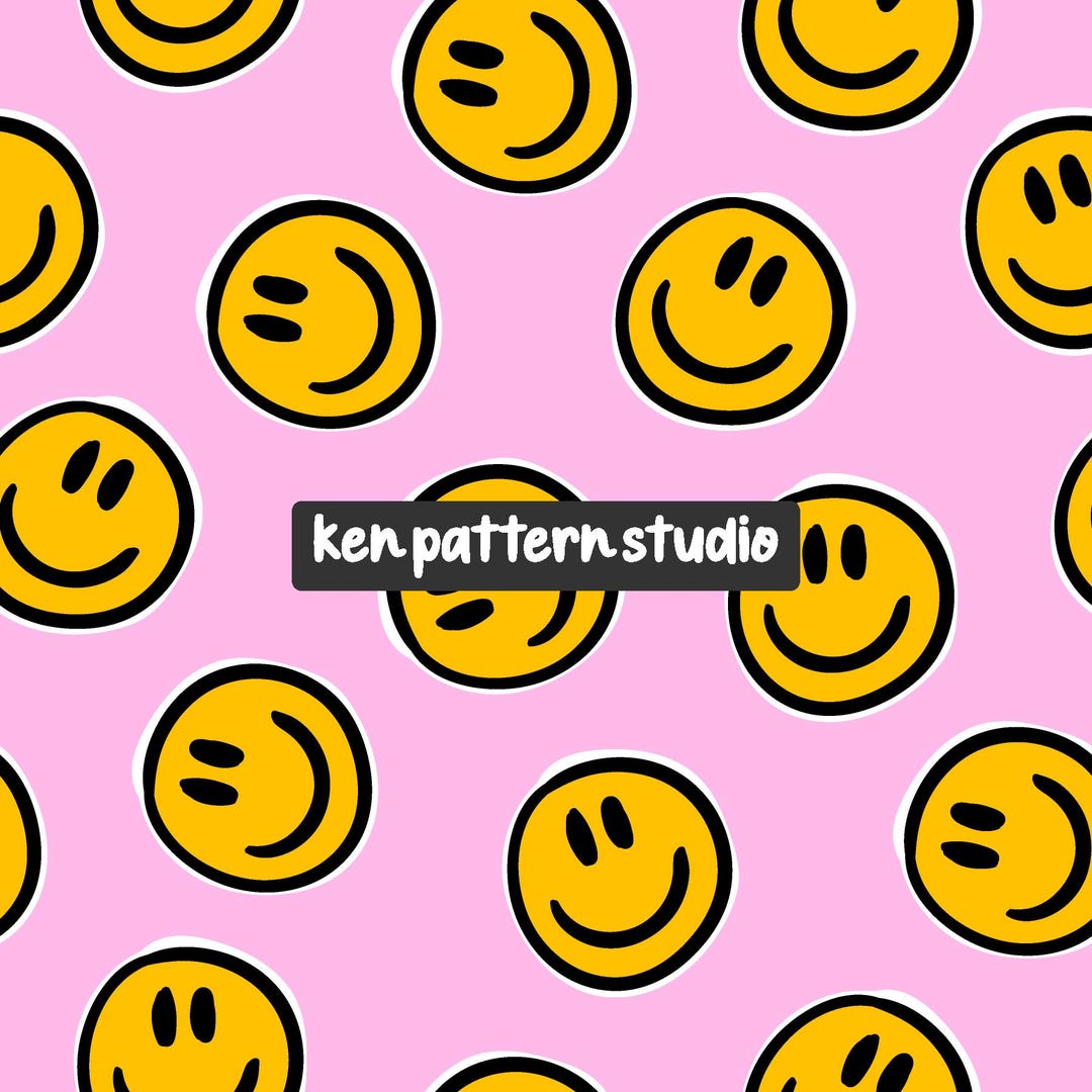 Smile Face Seamless Pattern – Groovy Happy Face Digital Paper. - Etsy