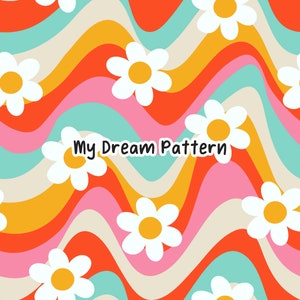Pink Orange Groovy Seamless Pattern Groovy Daisy Seamless File Pink ...