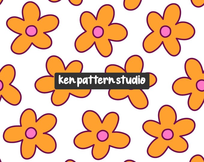 Retro Daisy Seamless Pattern – Groovy Daisy Digital Paper. - Etsy