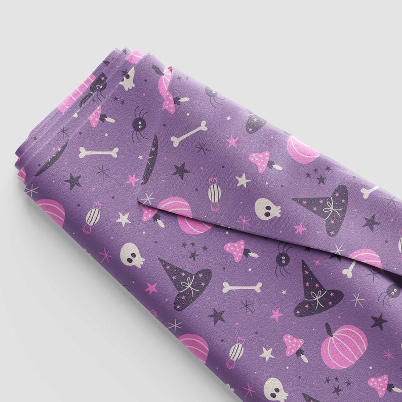 Purple Halloween Seamless Pattern Halloween Spooky Seamless Design ...