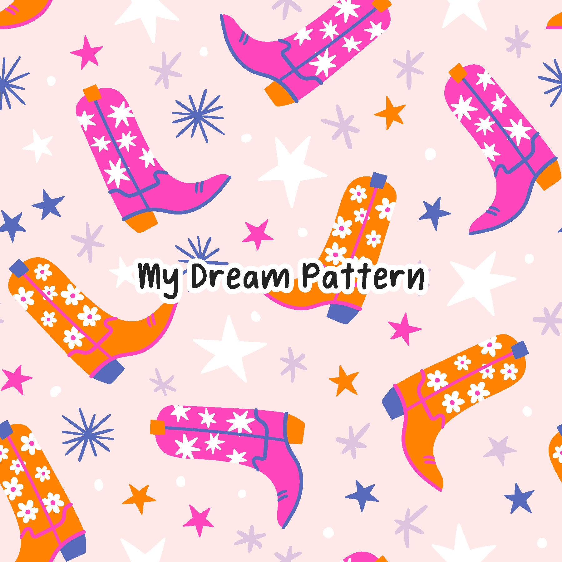 Pink Cowgirl Boots Seamless Pattern for Fabric Rodeo Girl Seamless File ...