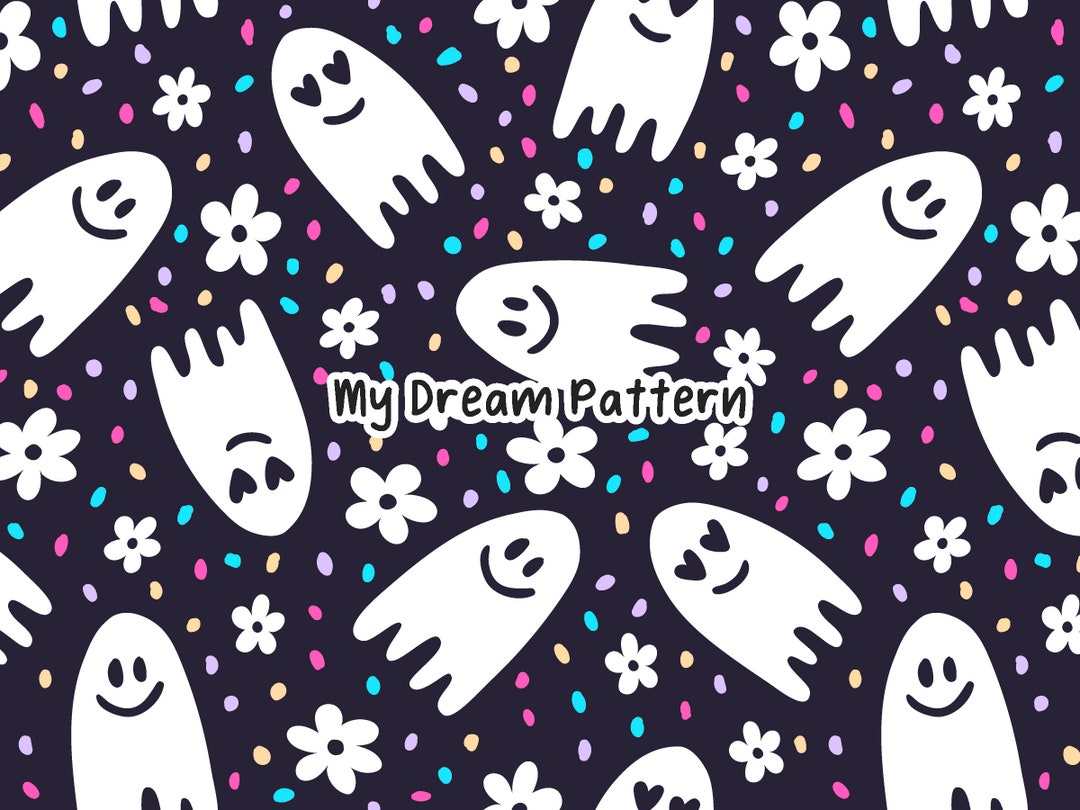 Daisy Ghosts Seamless Pattern Cute Ghost Digital Pattern Spooky Ghosts ...