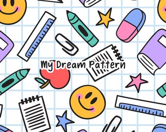 Back to School Seamless Repeat Pattern School Digital Pattern - Etsy
