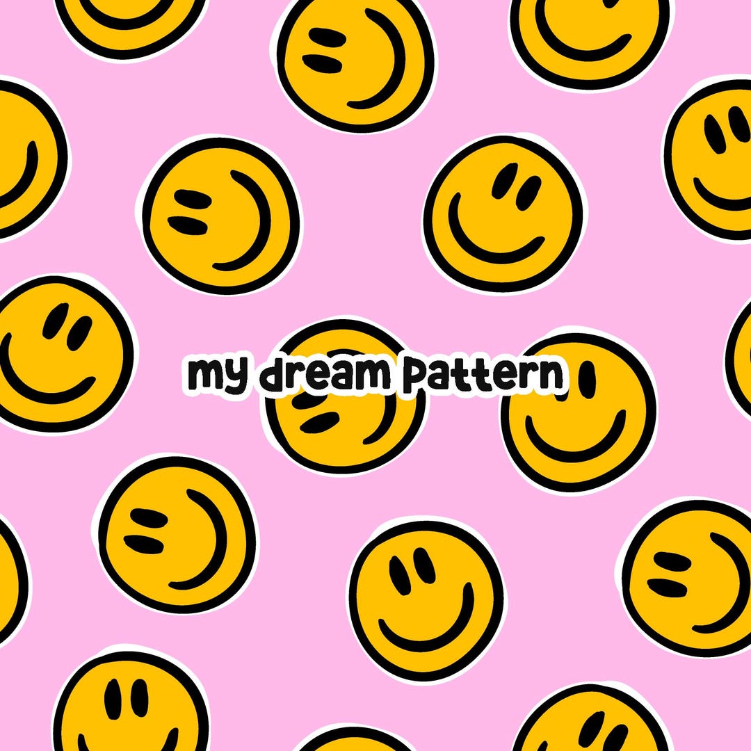 Smile Face Seamless Pattern Groovy Happy Face Repeat Pattern - Etsy