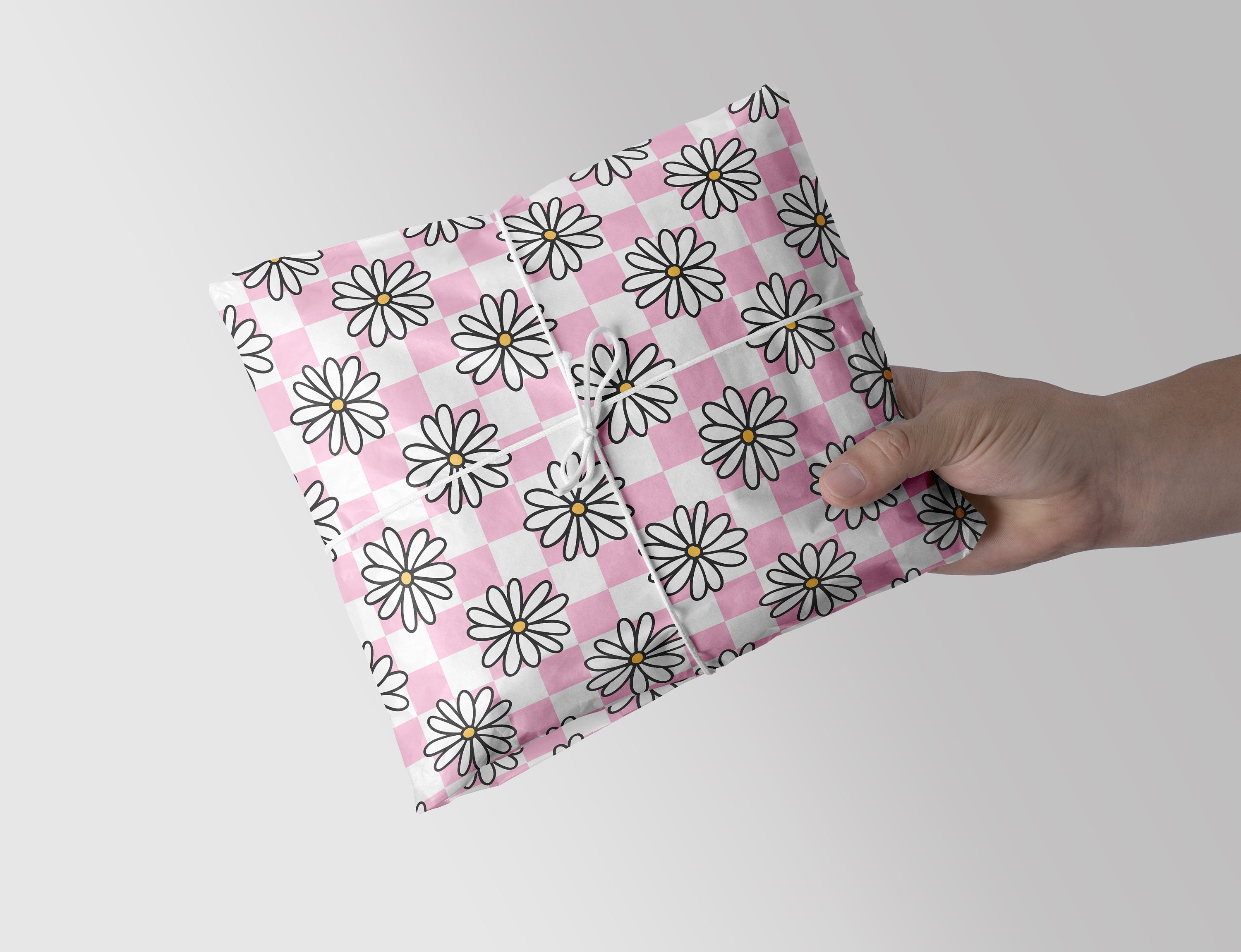 Pink Checkered Daisy Seamless Pattern Checkered Daisies Seamless Design ...