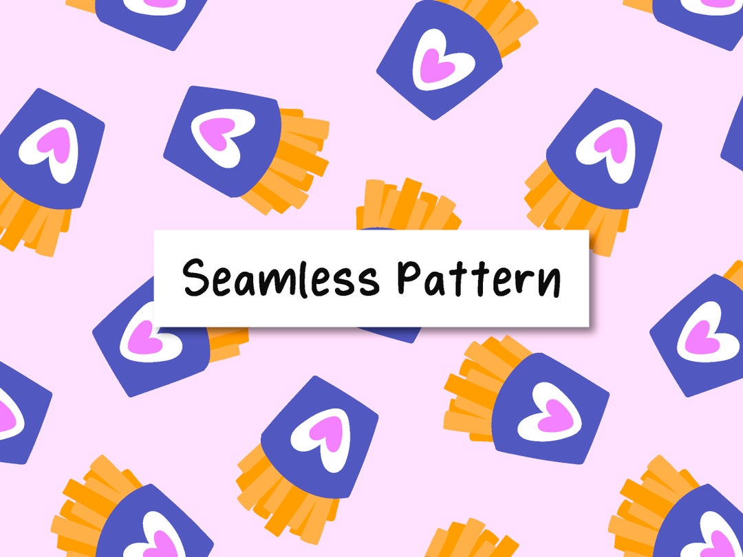 French Fries Seamless Repeat Pattern Fries San Valentines Seamless ...