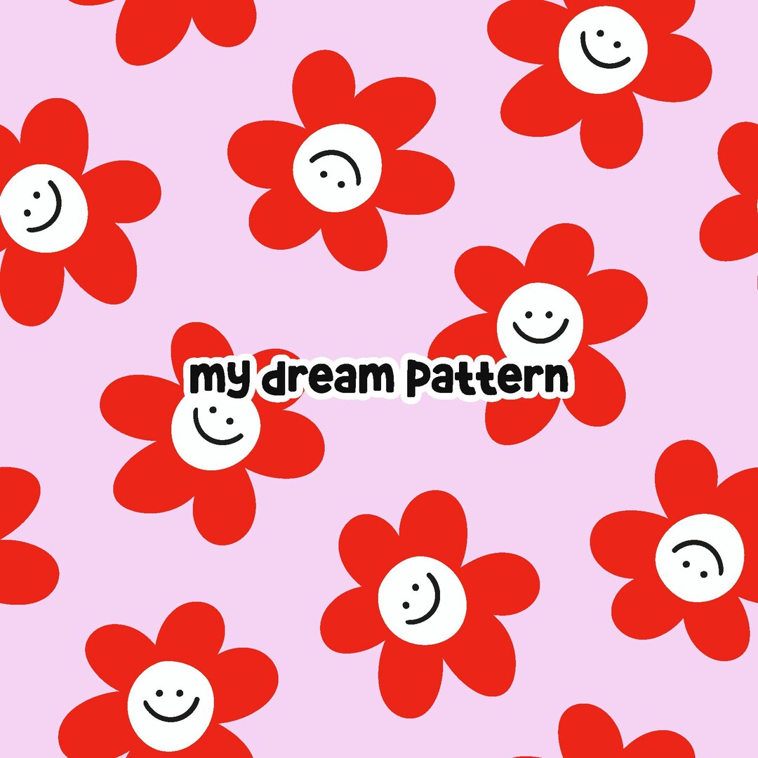 Happy Flower Pattern Red Daisy Digital Pattern - Etsy