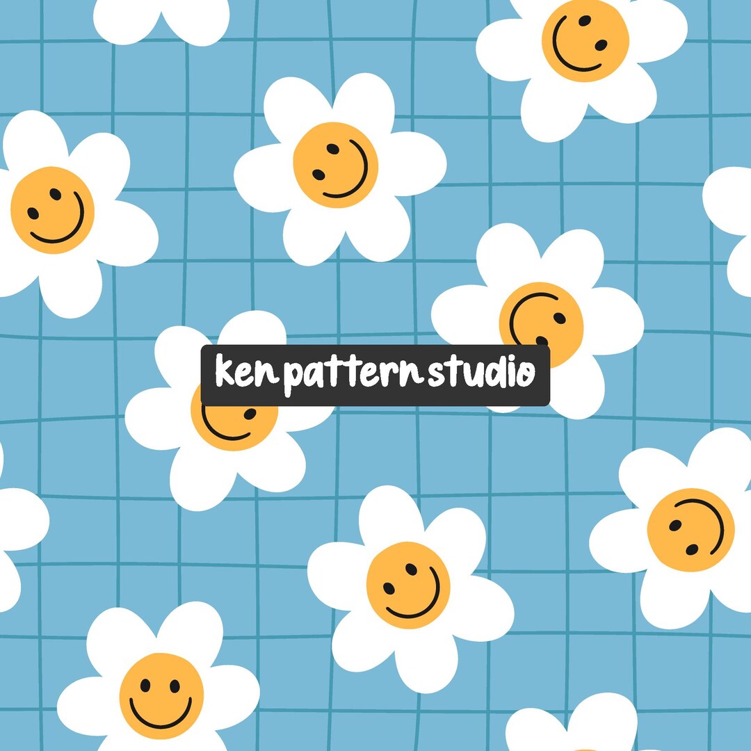 Blue Groovy Floral Seamless Pattern (digital File) - Etsy