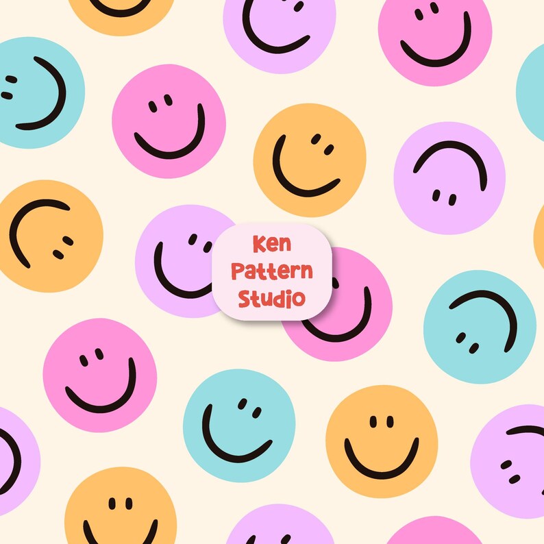 Smile Face Seamless Pattern Happy Face Seamless Digital Pattern - Etsy