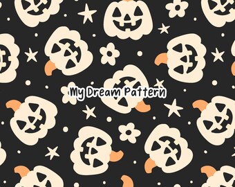 Watercolor Pumpkin Floral Seamless Pattern, Fall Seamless Halloween ...