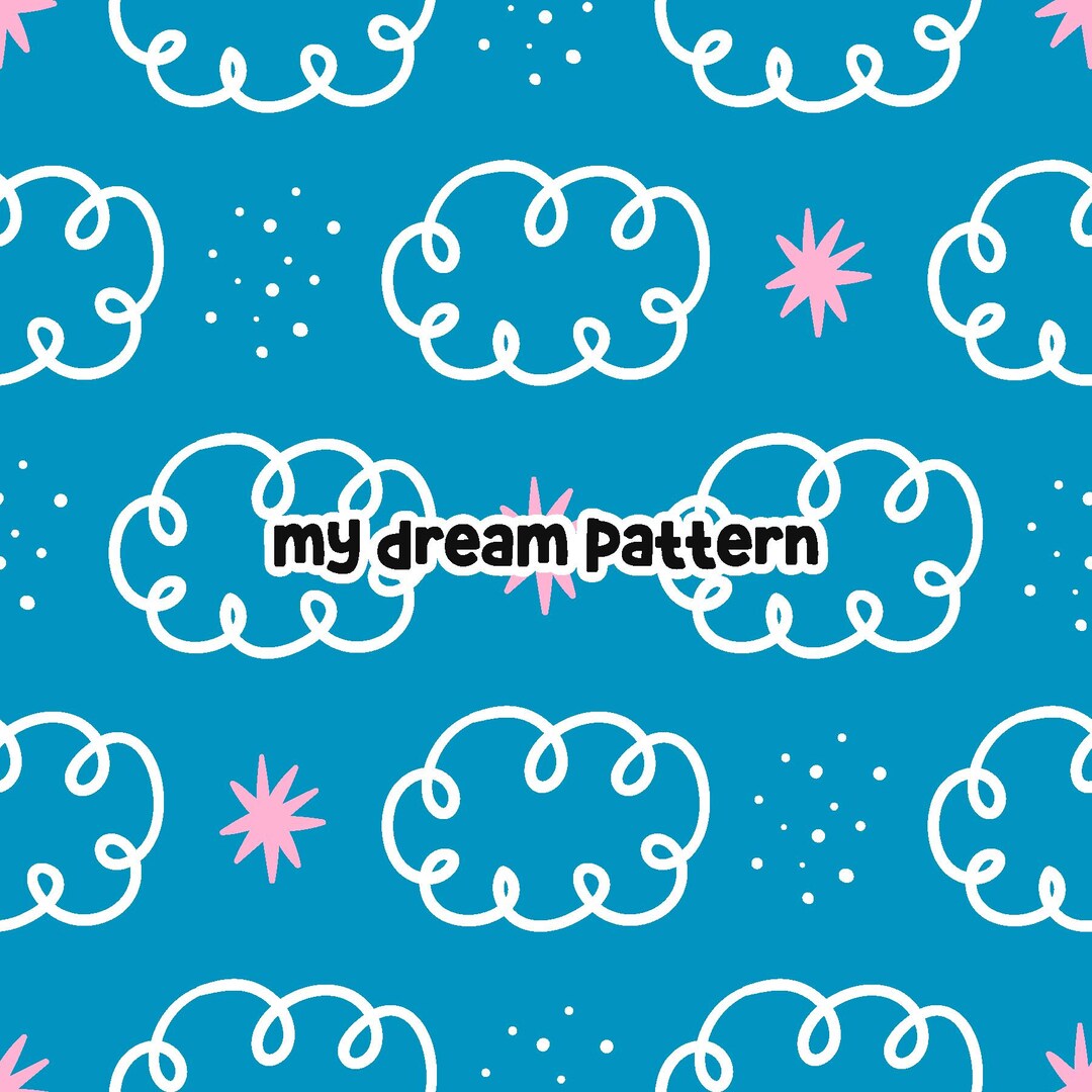 Blue Sky Seamless Pattern Clouds Seamless Design Cute Sky Repeat ...