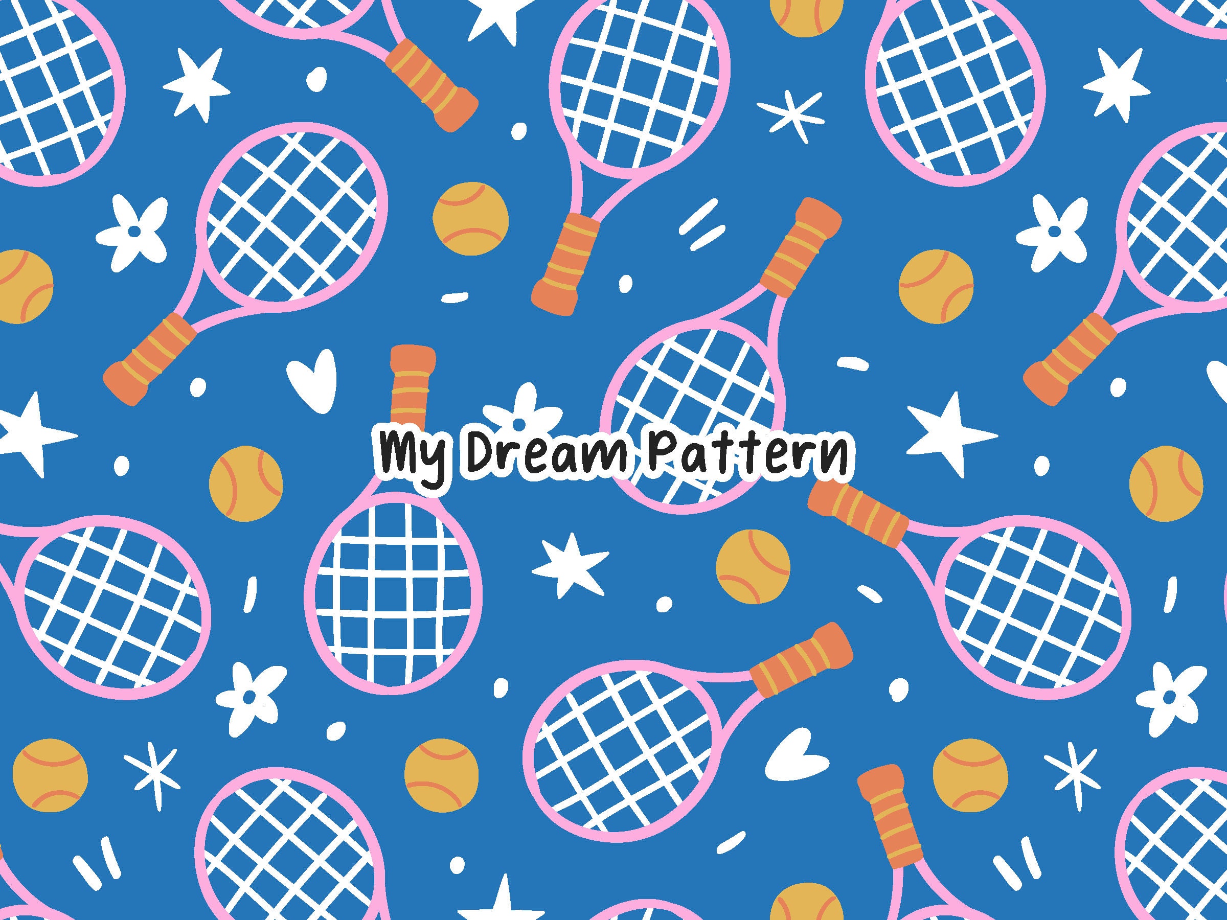 Tennis Racket Seamless Pattern Tennis Digital Pattern Tennis Seamless ...