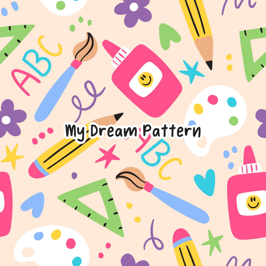 Back to School Seamless Repeat Pattern School Digital Pattern - Etsy