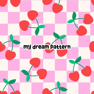 Cherry Checkered Seamless Pattern Cherry Checkerboard Seamless Design ...