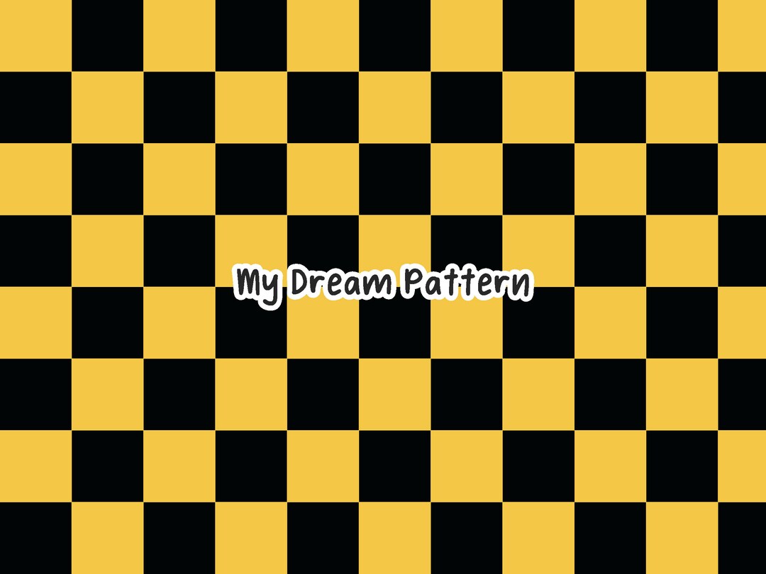 Yellow Black Checkered Seamless Pattern Yellowe Chessboard Seamless ...