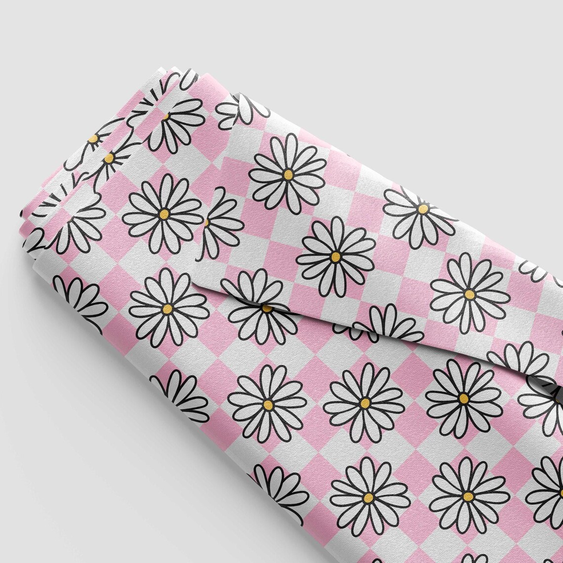 Pink Checkered Daisy Seamless Pattern Checkered Daisies Seamless Design ...
