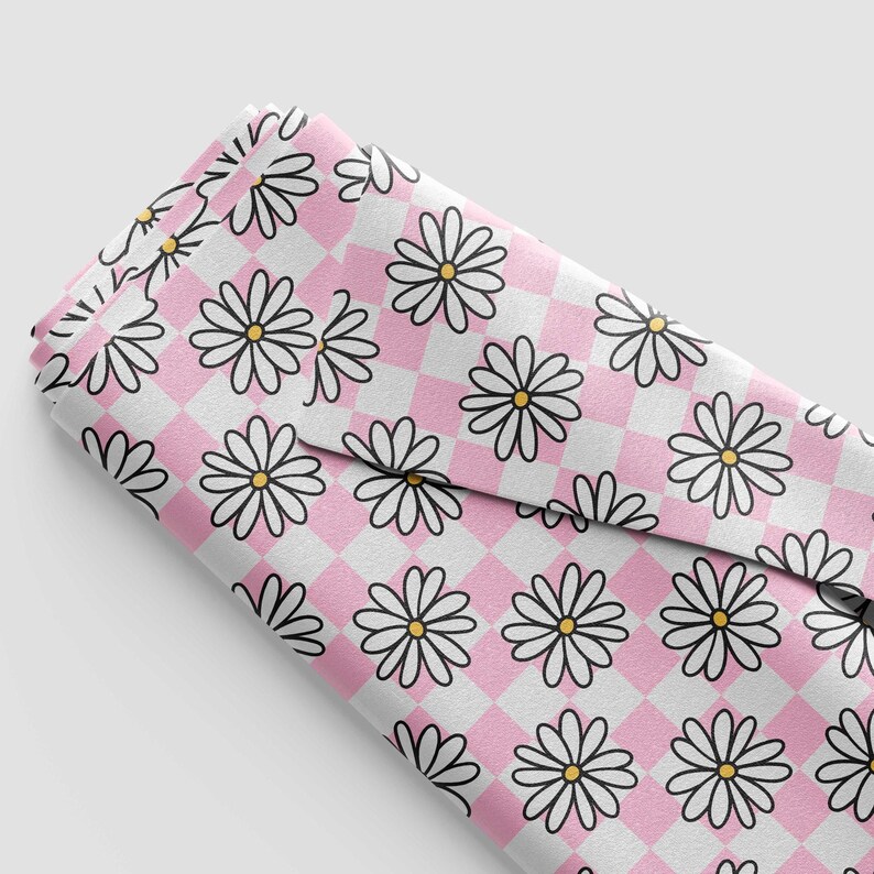 Pink Checkered Daisy Seamless Pattern Checkered Daisies Seamless Design ...