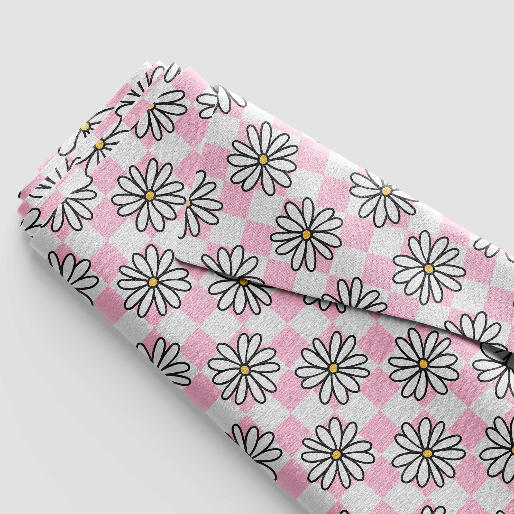 Pink Checkered Daisy Seamless Pattern Checkered Daisies Seamless Design Daisy Checkered Seamless ...