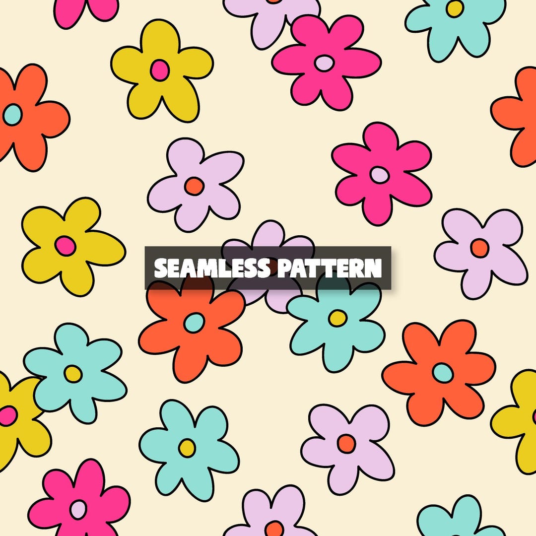 Retro Floral Seamless Pattern, Spring Flowers Digital Paper. - Etsy