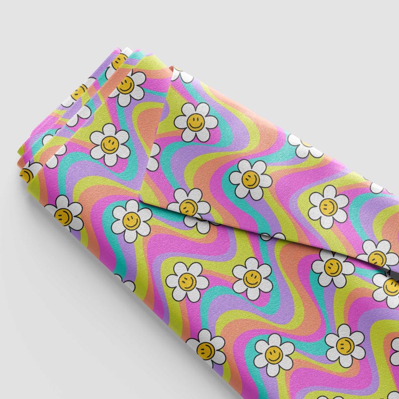 Groovy Daisy Seamless Pattern Groovy Smile Seamless File. - Etsy