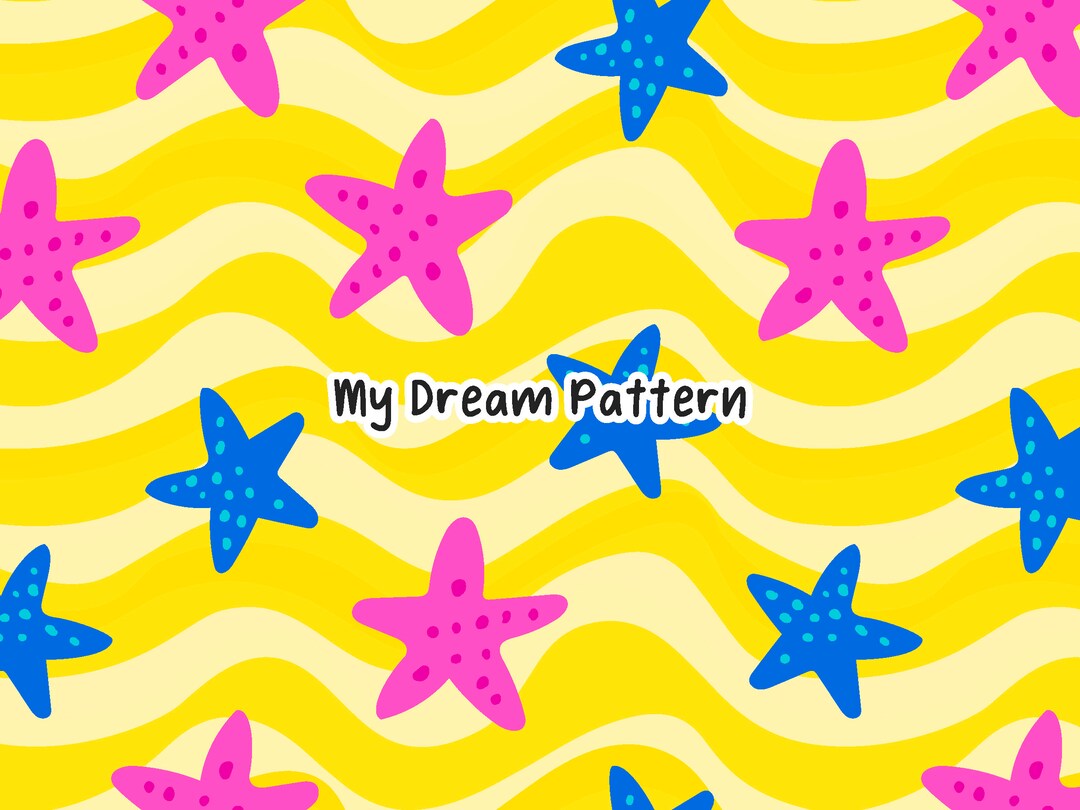 Starfish Seamless Pattern Yellow Summer Seamless Design Summer Repeat ...