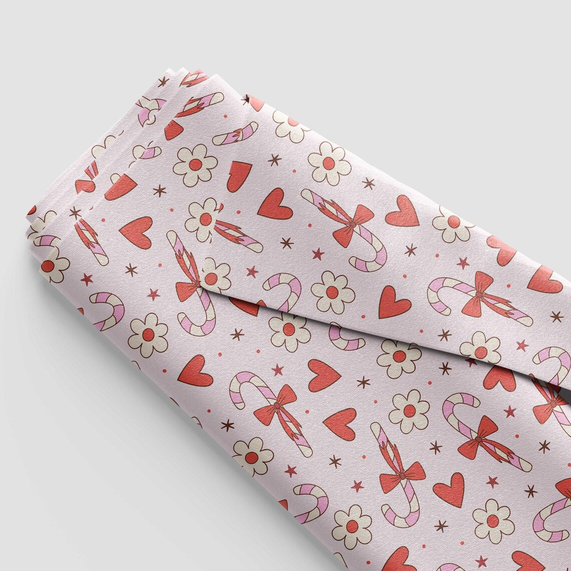 Bow Candy Cane Seamless Pattern for Fabric Coquette Christmas Seamless ...