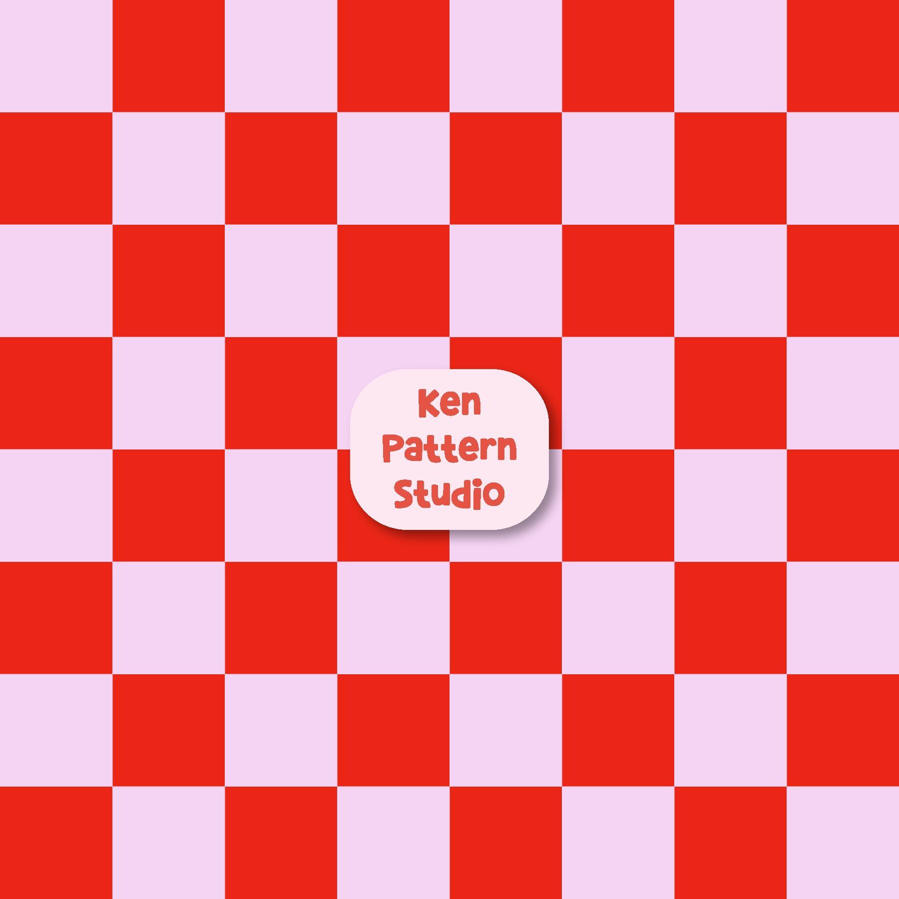 Red Pink Checkered Seamless Pattern - Chessboard Digital File - Etsy