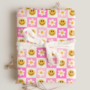 Pink Groovy Checkered Seamless Pattern Retro Smile Checkered Digital ...