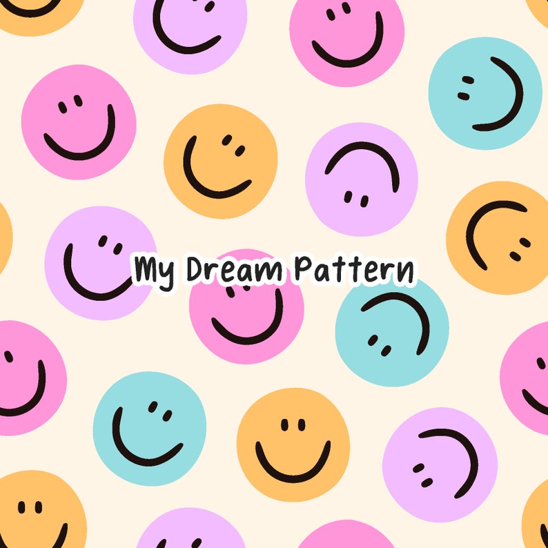 Smile Face Seamless Pattern Happy Face Seamless Digital Pattern - Etsy