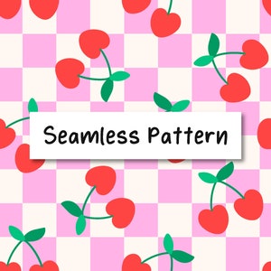 Cherry Checkered Seamless Pattern Cherry Checkerboard Seamless Design ...